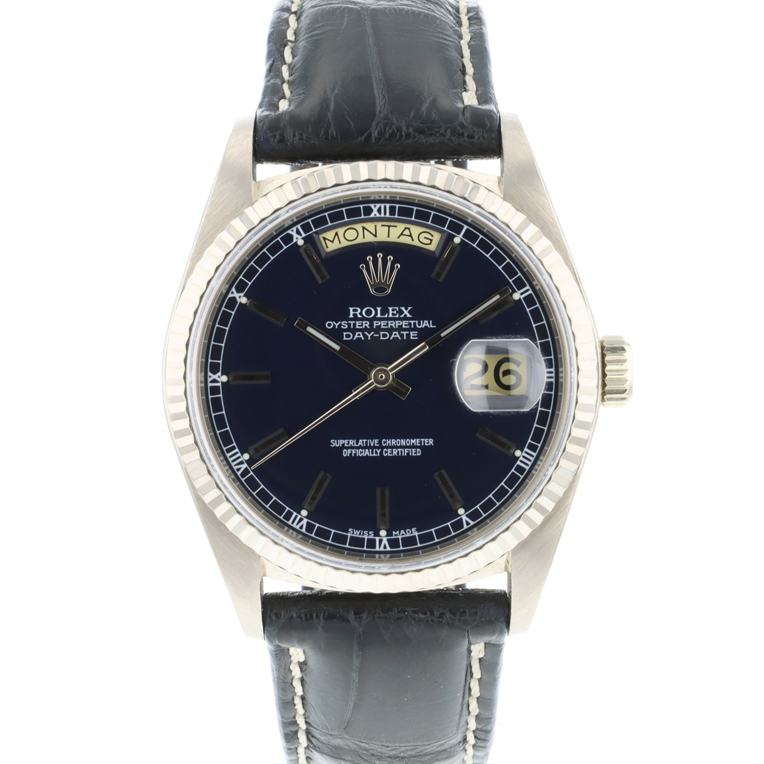 Day-Date 36 Dark Blue Dial White Gold - Rolex - Verkochte horloges ...