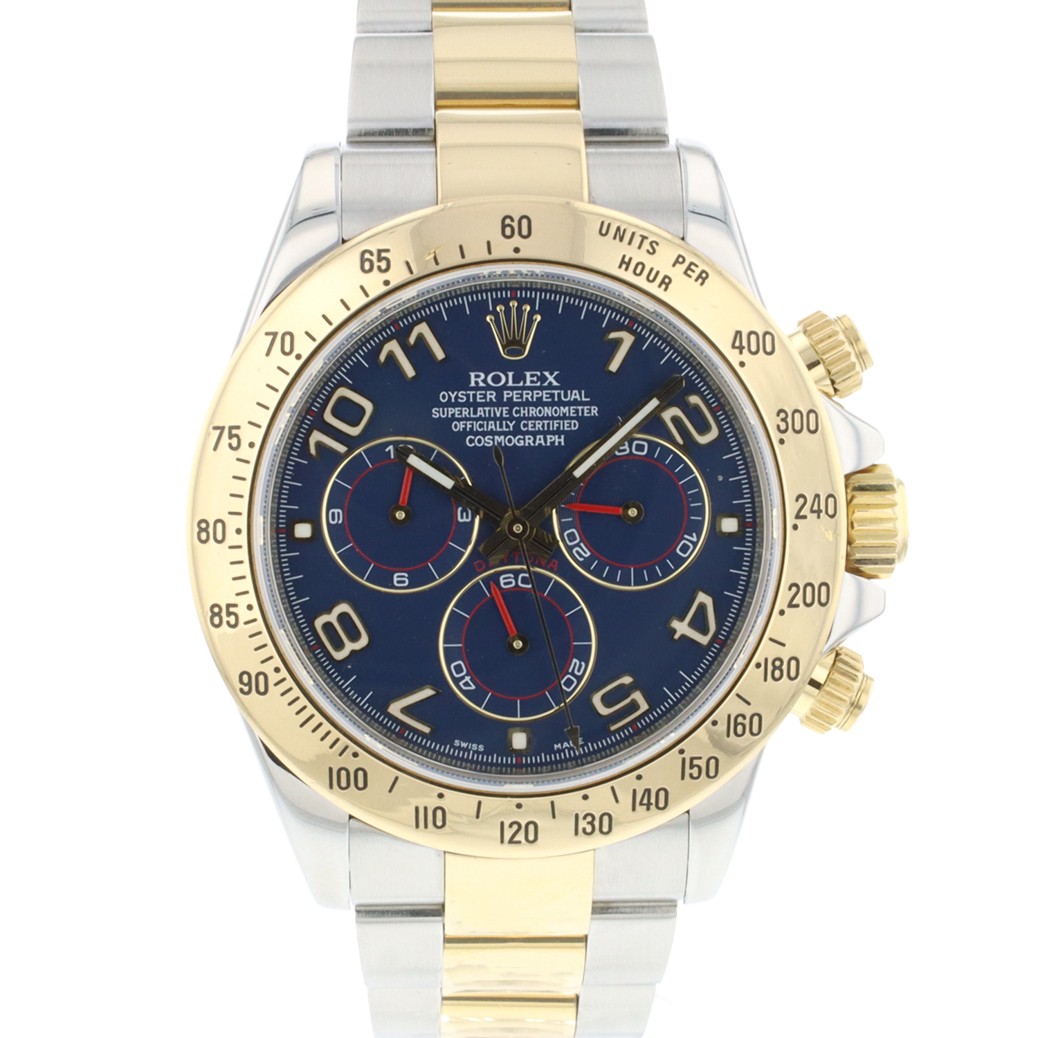 Daytona Steel/Gold Blue Racing Dial - Rolex - Sold watches - Juwelier ...